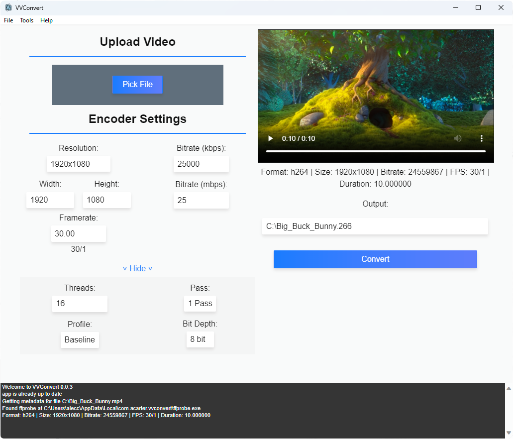 VVConvert - Cross-platform H.266/VVC Video Converter